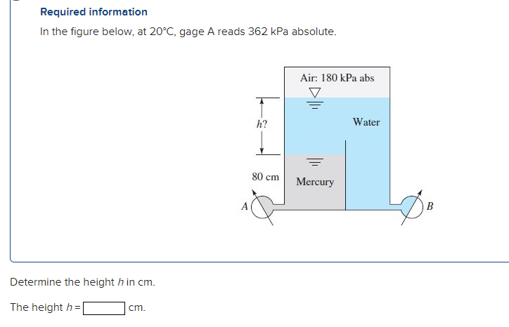 Solved Required information In the figure below, at 20∘C, | Chegg.com