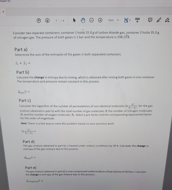 Reader DC Consider two separate containers: container | Chegg.com