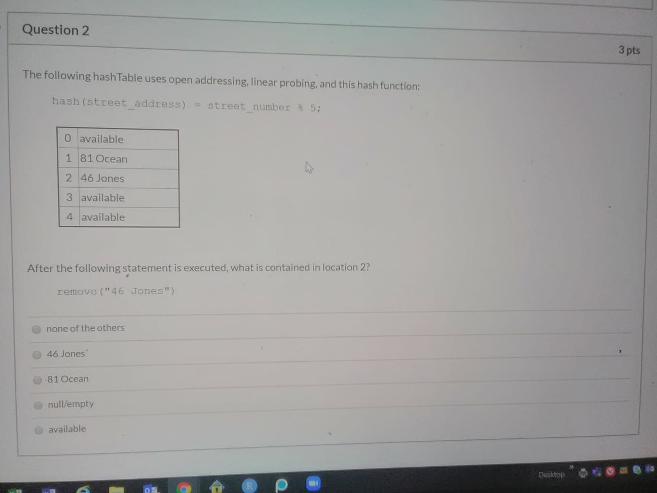 Solved Question 2 3 pts The following hash Table uses open | Chegg.com