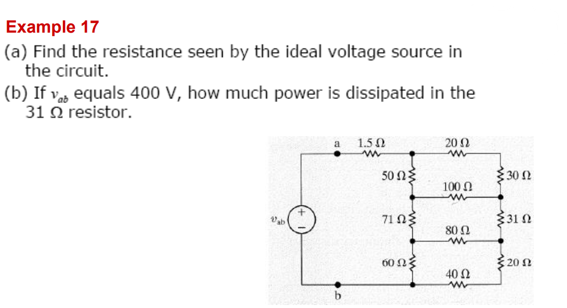 Solved Example 17 (a) Find the resistance seen by the ideal | Chegg.com