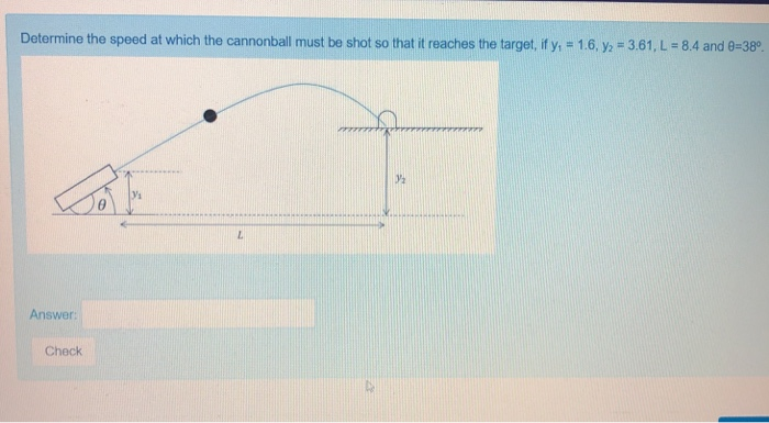 Solved Determine the spee d at which the cannonball must be | Chegg.com