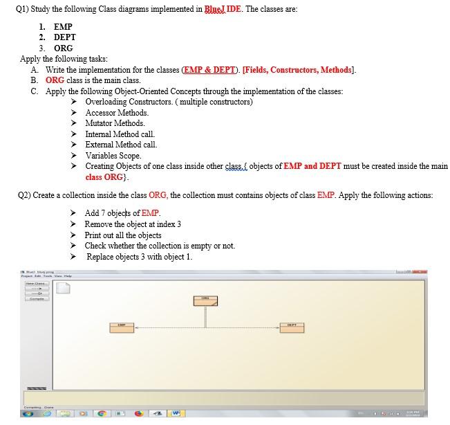 Solved Q1) Study the following Class diagrams implemented in | Chegg.com