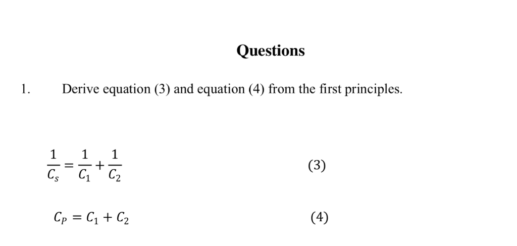 Solved Questions 1 Derive equation (3) and equation (4) from | Chegg.com