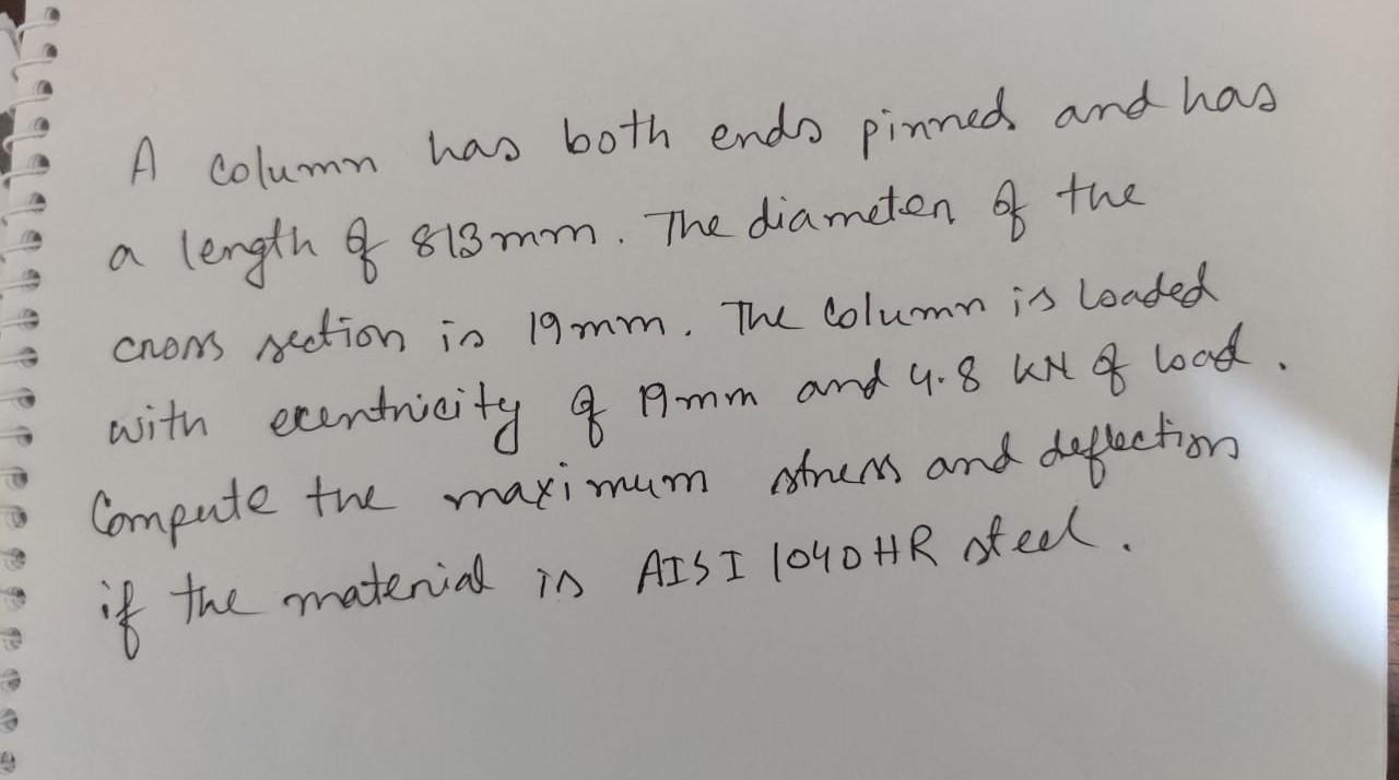 Solved A column has both ends pinned and has a length of 813 | Chegg.com