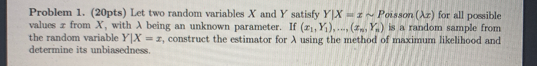 Solved Problem 1. (20pts) Let two random variables X and Y | Chegg.com