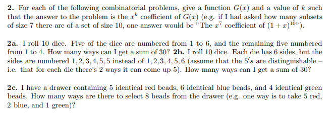Solved 2. For each of the following combinatorial problems, | Chegg.com
