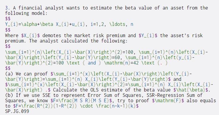Solved 3. A financial analyst wants to estimate the beta | Chegg.com
