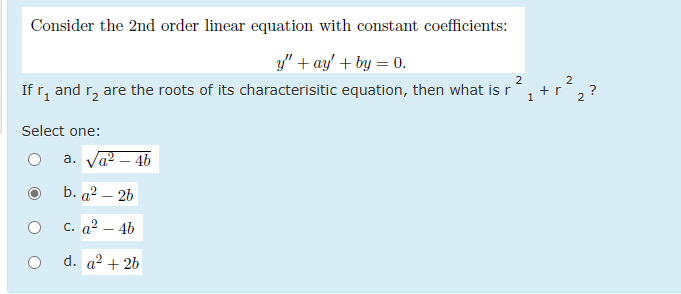 Solved Consider the 2nd order linear equation with constant | Chegg.com