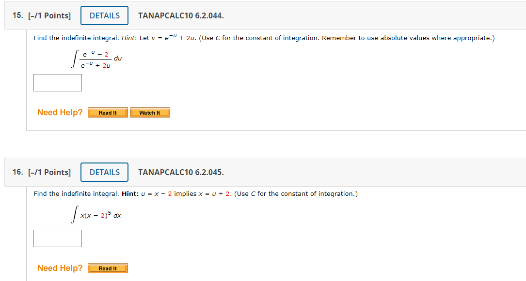 Solved Find the indefinite integral. Hint: Let v=e−u+2u. | Chegg.com