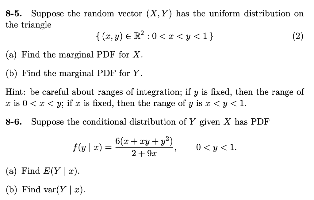 Solved 8-5. Suppose the random vector (X,Y) has the uniform | Chegg.com