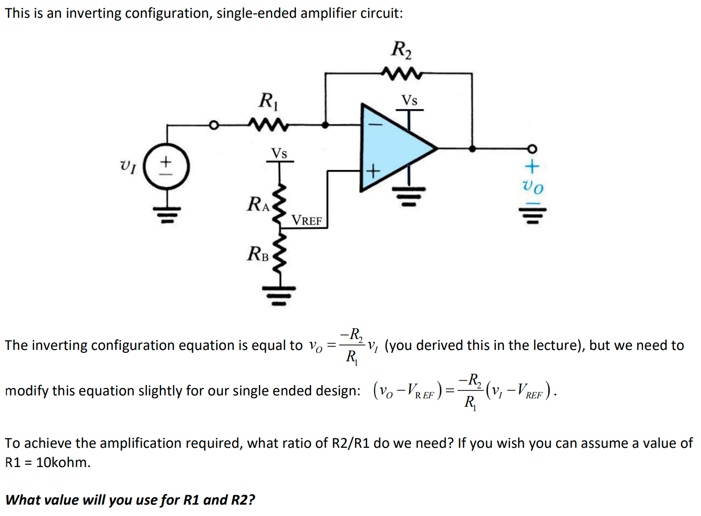Solved This is an inverting configuration, single-ended | Chegg.com