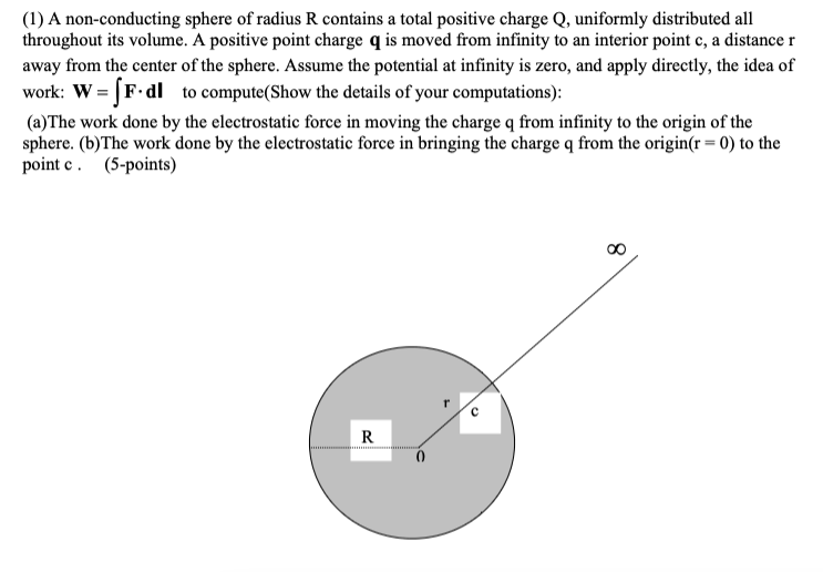 Solved (1) A non-conducting sphere of radius R contains a | Chegg.com