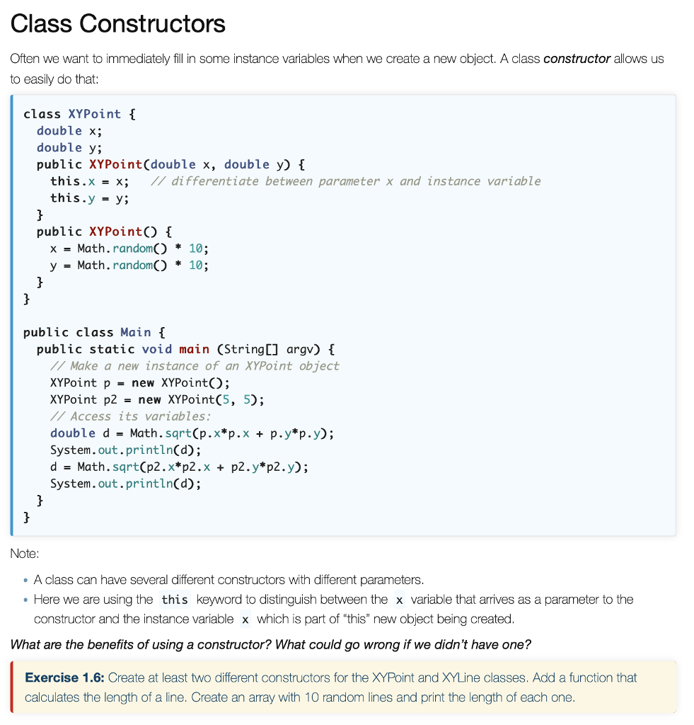 Solved Class Constructors Often we want to immediately fill | Chegg.com