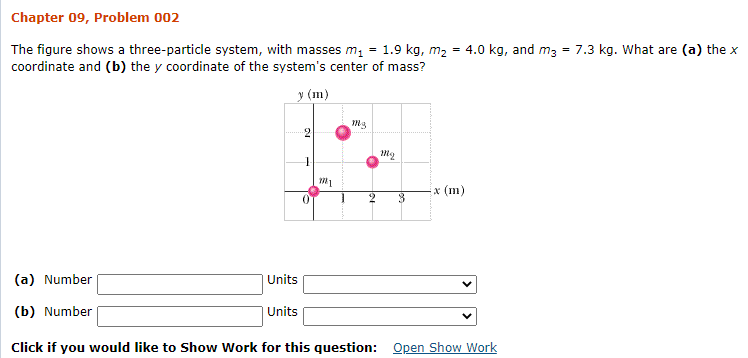 Solved The figure shows a three-particle system, with masses | Chegg.com