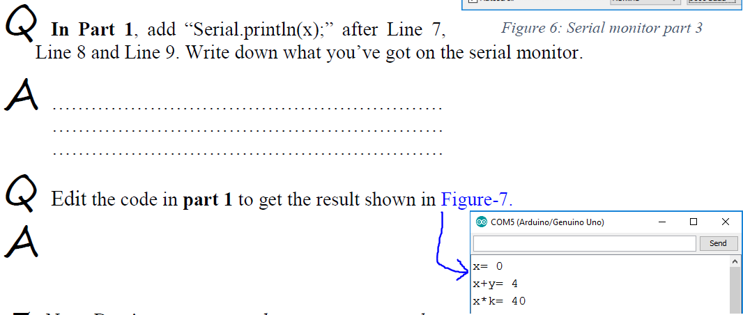 Solved In Part 1, add “Serial.println(x);” after Line 7, | Chegg.com