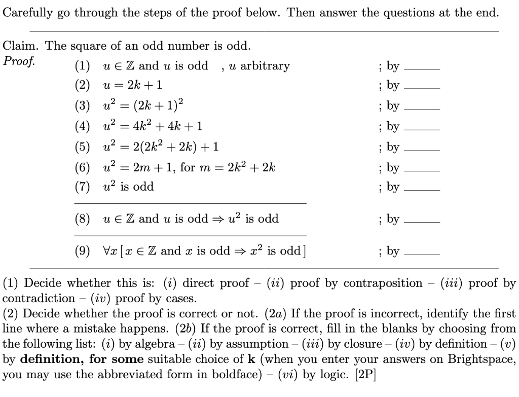 Solved Carefully go through the steps of the proof below. | Chegg.com