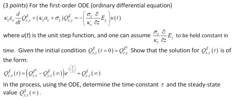 Solved (3 points) For the first-order ODE (ordinary | Chegg.com