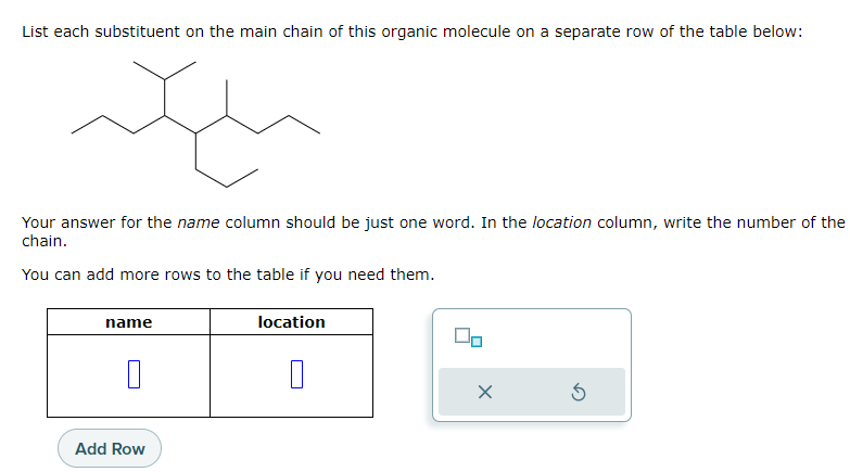 Solved List each substituent on the main chain of this | Chegg.com