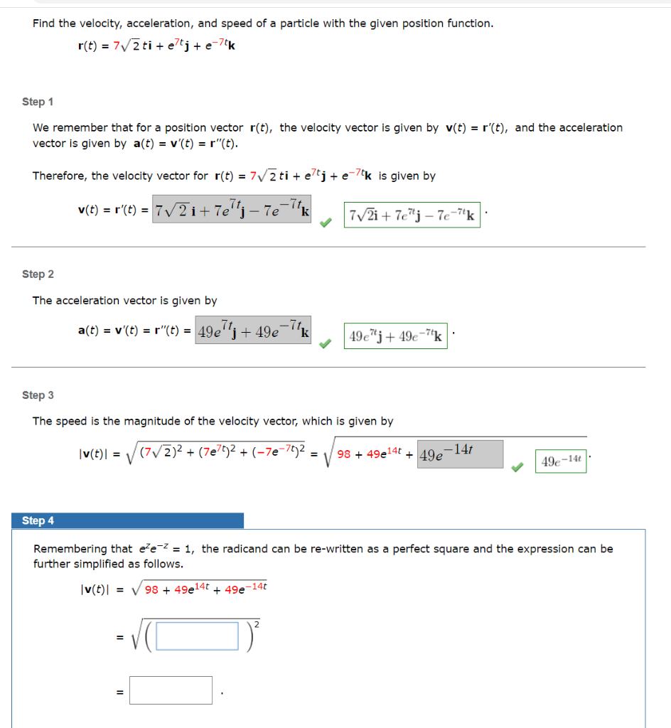 Solved Find the velocity, acceleration, and speed of a | Chegg.com