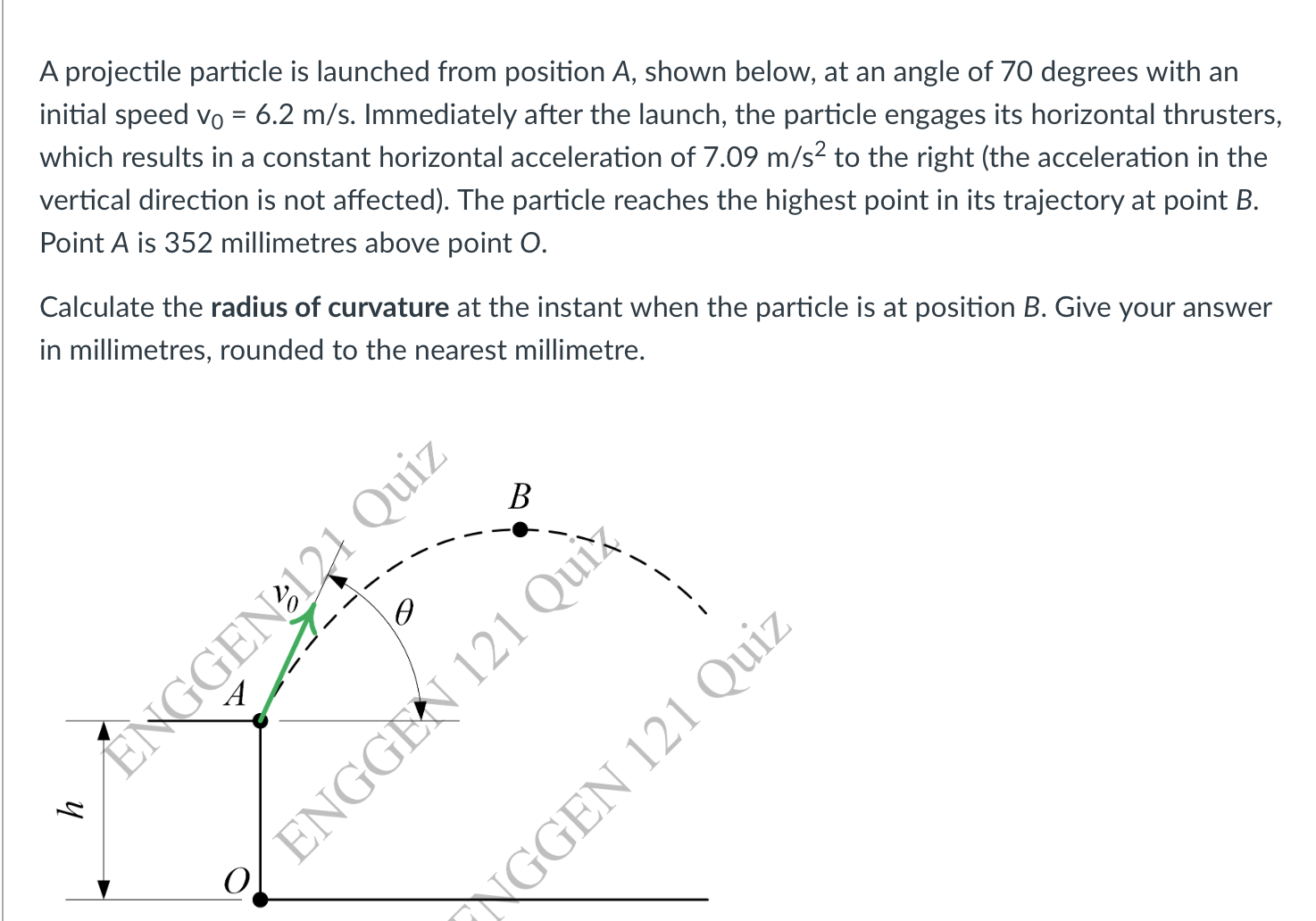 Solved A projectile particle is launched from position A, | Chegg.com