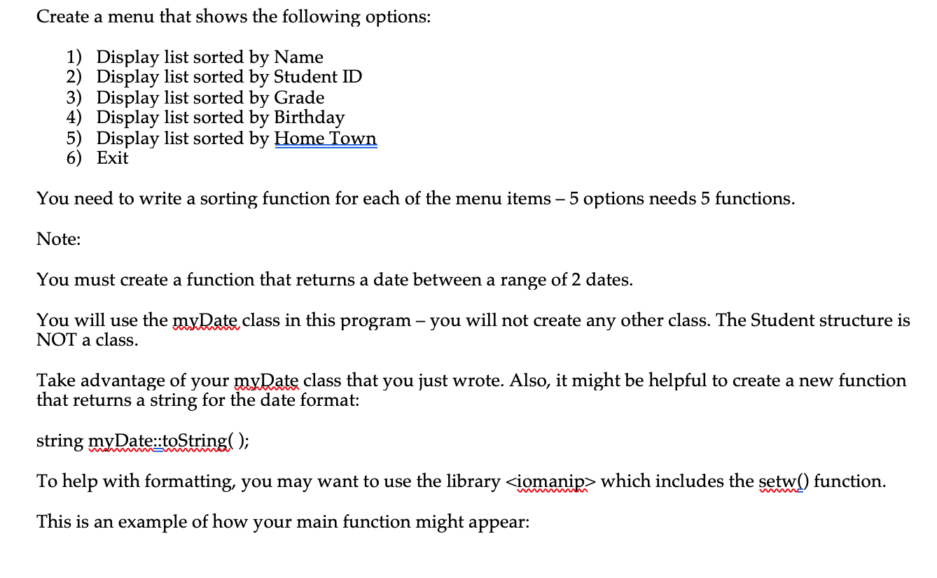 Solved Create student structure with the following fields: | Chegg.com