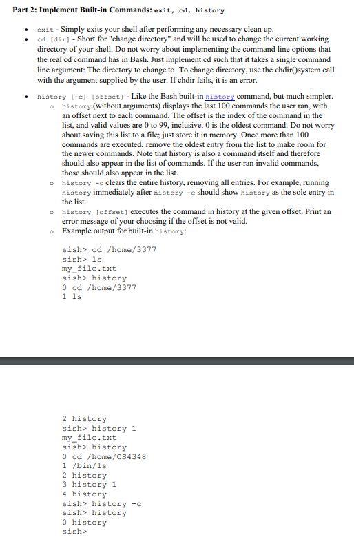 Solved Simple Shell (sish) ---- LANGUAGE: C in LINUX You | Chegg.com
