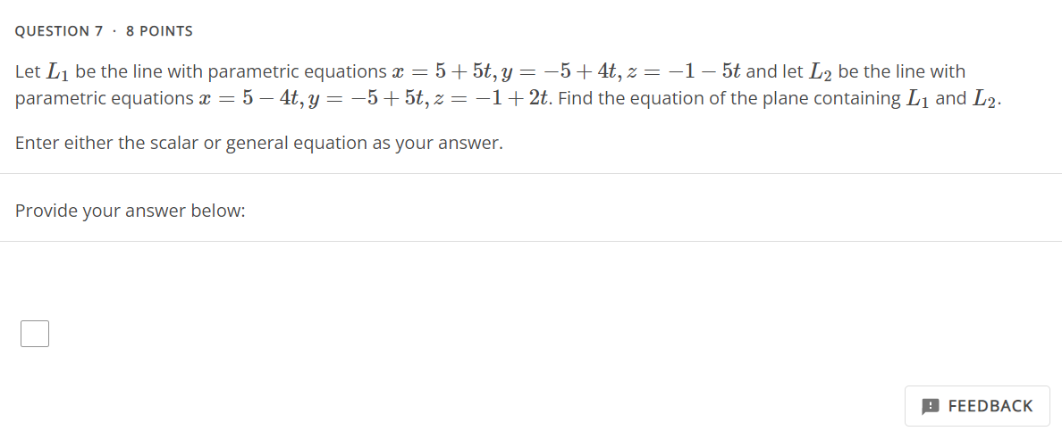 Solved Let L1 be the line with parametric equations | Chegg.com