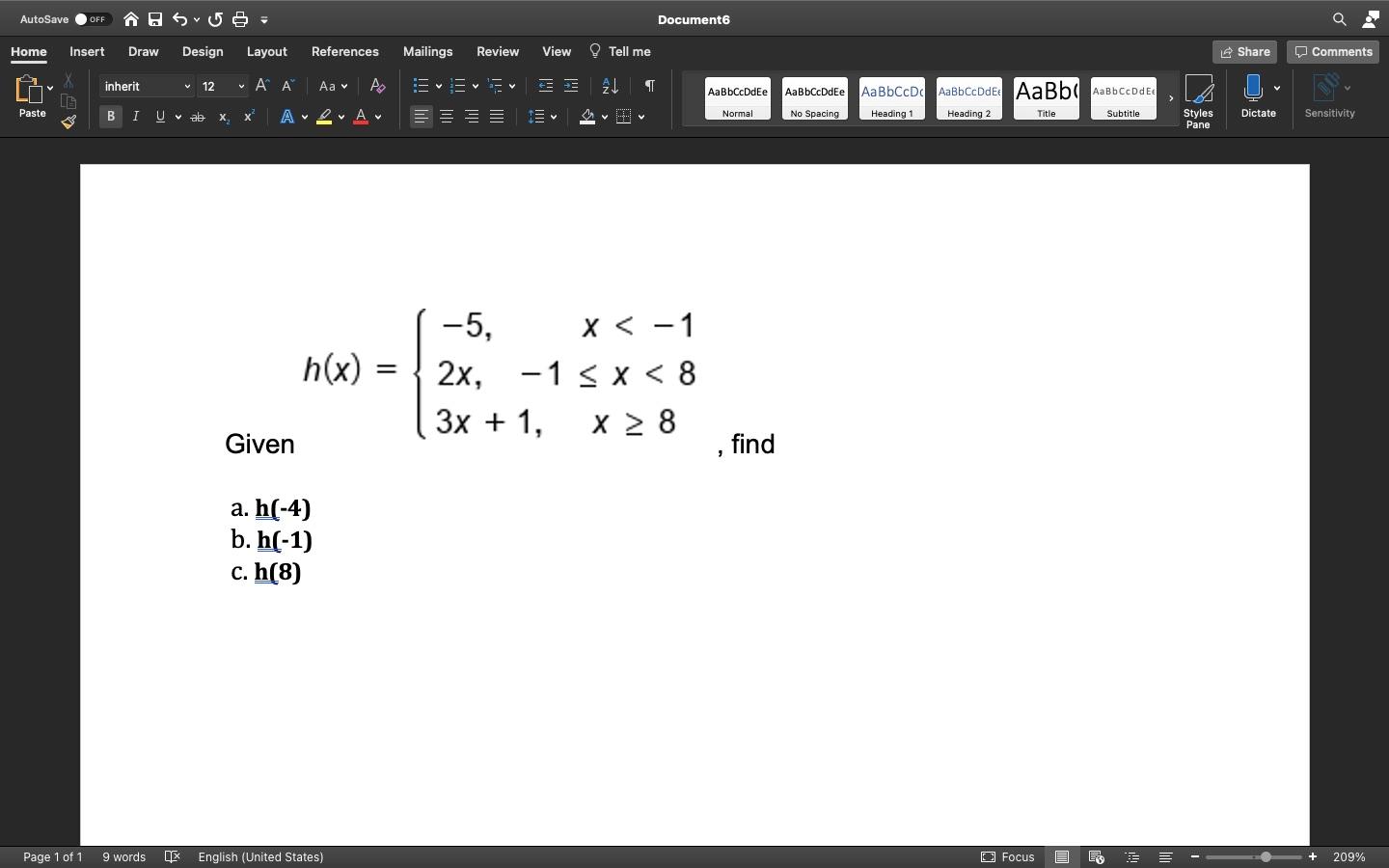 Solved AutoSave OFF ñosu Documento Home Insert Draw Design | Chegg.com
