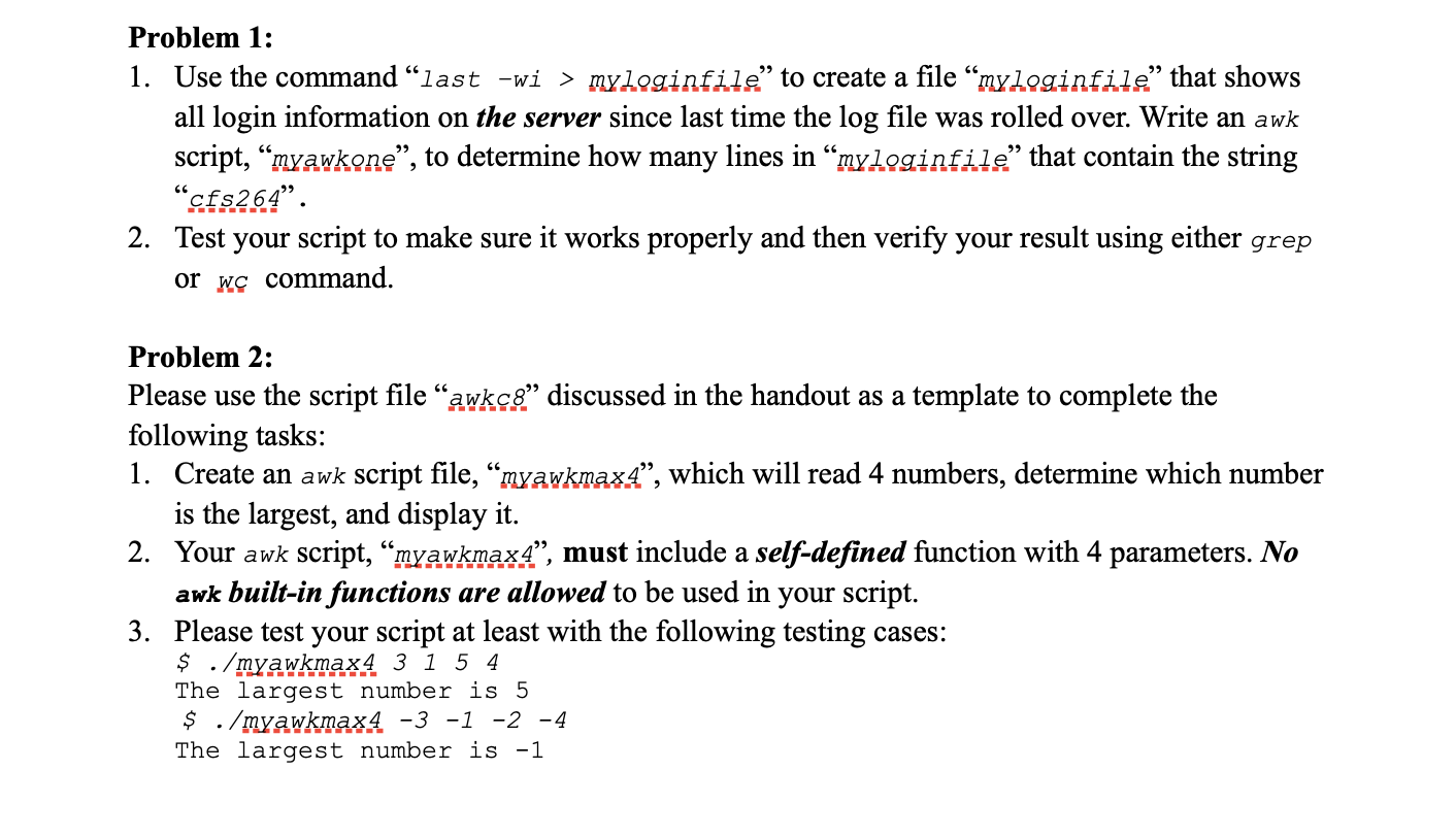 Solved Problem 1: 1. Use the command "last -wi > | Chegg.com