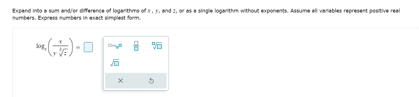 Solved Expand into a sum and/or difference of logarithms of | Chegg.com