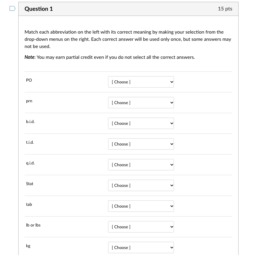 Solved Match each abbreviation on the left with its correct | Chegg.com