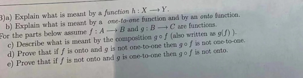 Solved 3)a) Explain what is meant by a function h: X Y. b) | Chegg.com