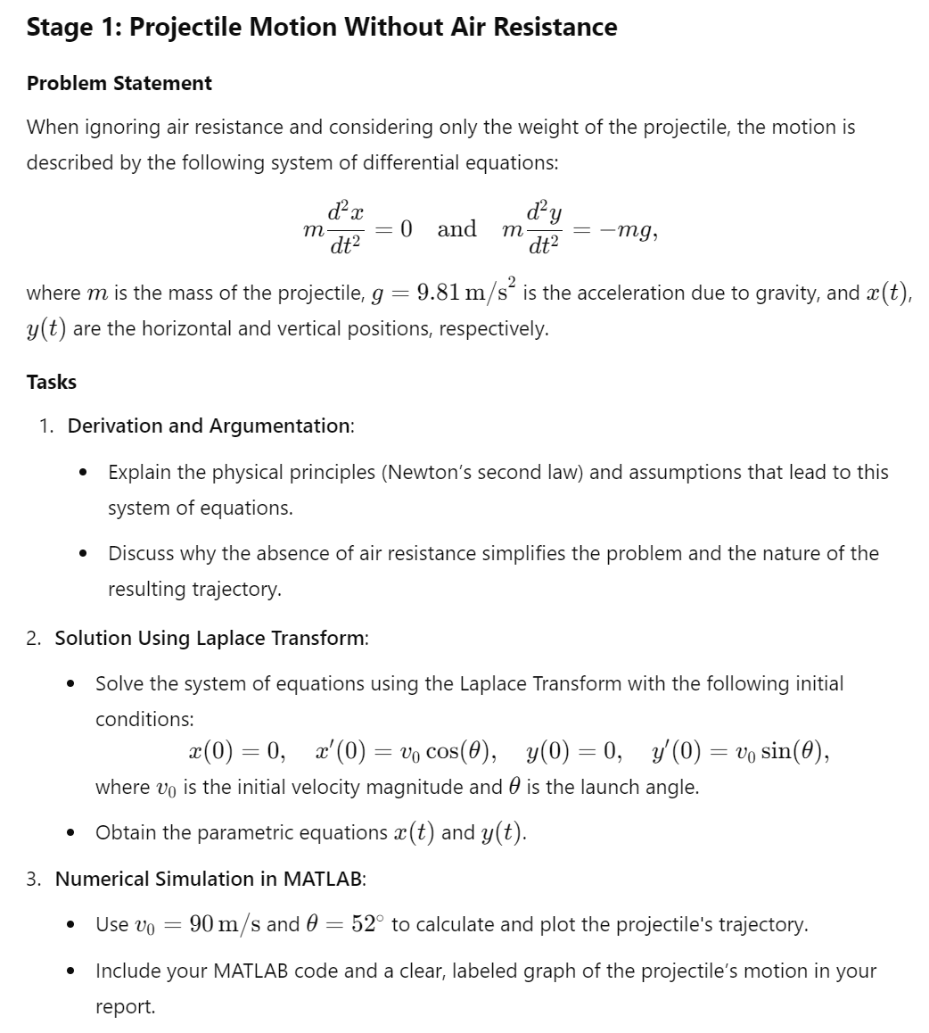 Solved Stage 1: Projectile Motion Without Air | Chegg.com