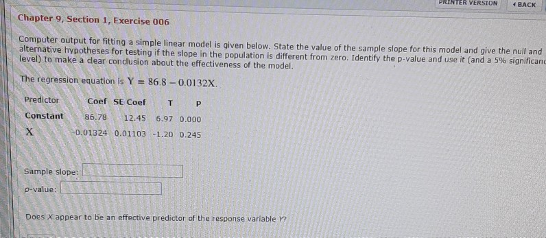 Solved Chapter 9, Section 1, Exercise 006 Computer output | Chegg.com