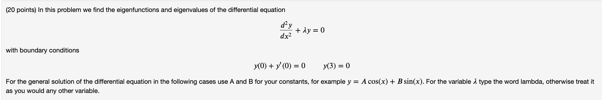 Solved (20 points) In this problem we find the | Chegg.com