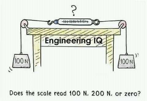 Solved ? Engineering IQ 100N 100N Does the scale read 100 N | Chegg.com