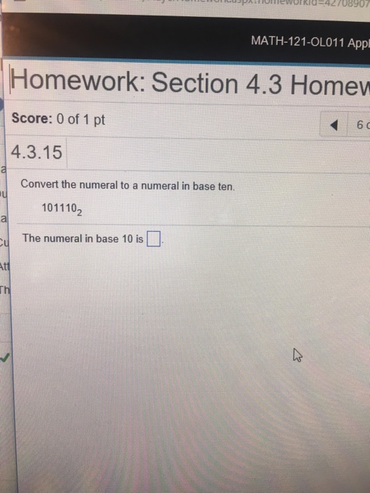 Solved Convert the numeral to a numeral in base ten. | Chegg.com