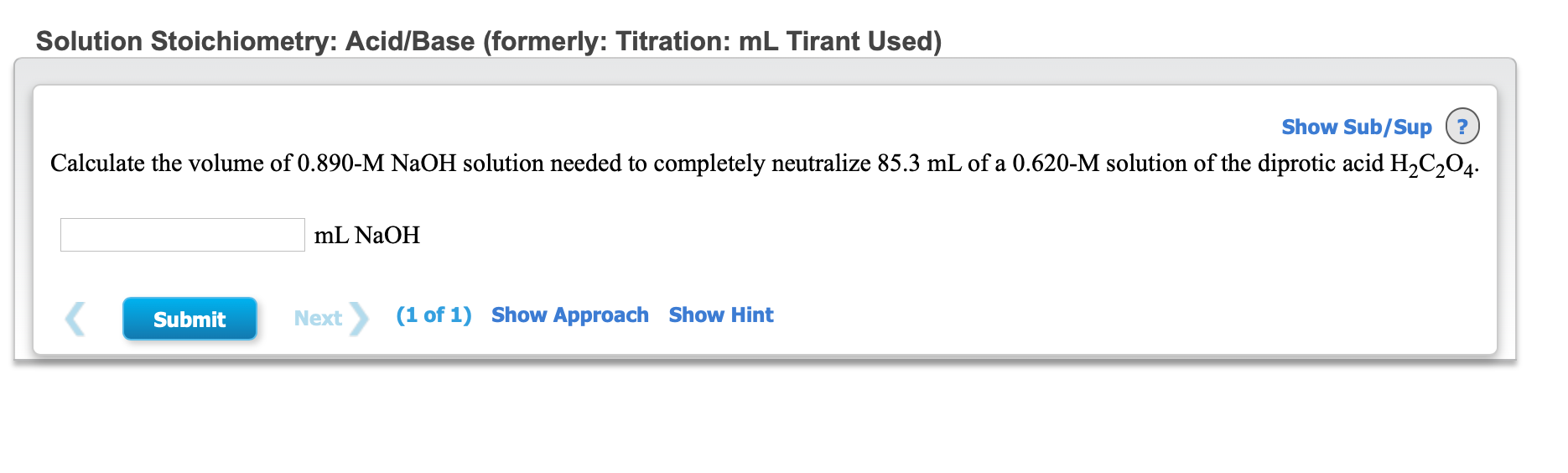 Solved Solution Stoichiometry: Acid/Base (formerly: | Chegg.com