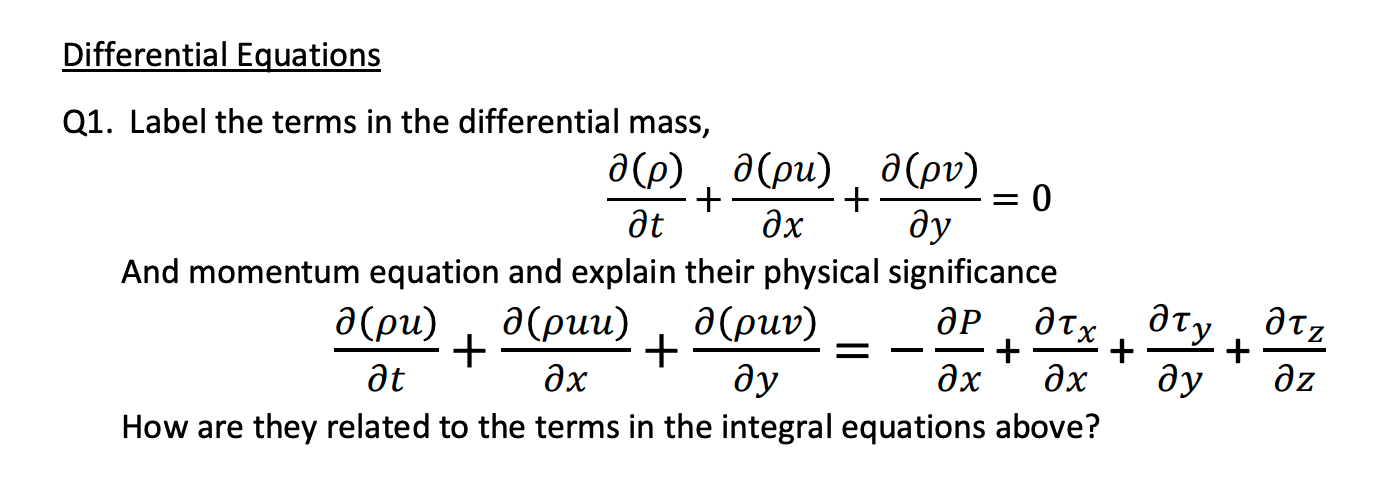 Solved Differential Equations Q1. Label the terms in the | Chegg.com