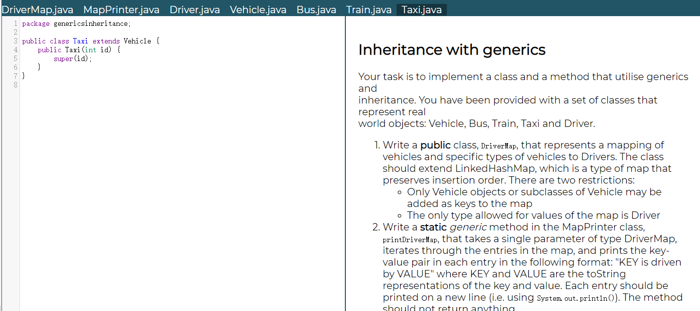 Solved Inheritance with generics Your task is to implement | Chegg.com