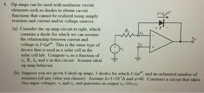 Solved Op-amps can be used with nonlinear circuit elements | Chegg.com