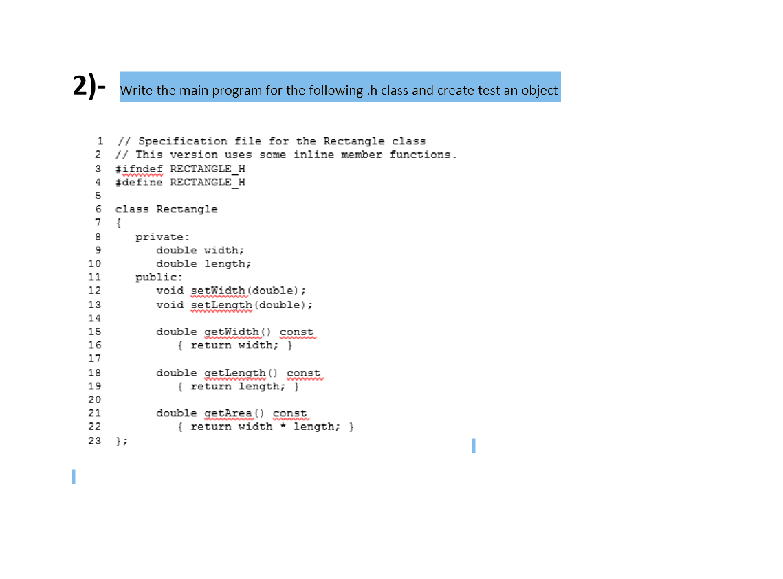 Solved 2). Write the main program for the following .h class | Chegg.com