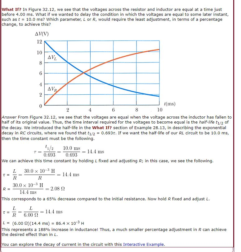 Solved Example 32 3 Time Constant Of An Rl Circuit Proble