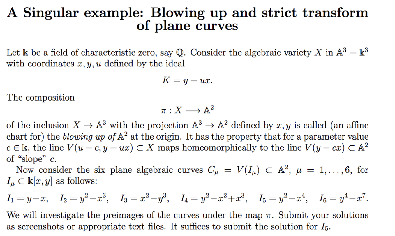 A Singular example: Blowing up and strict transform | Chegg.com