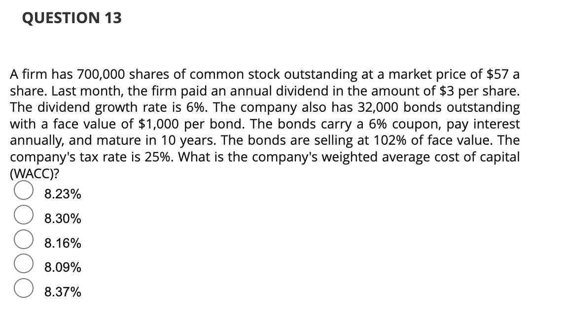 Solved A firm has 700,000 shares of common stock outstanding | Chegg.com