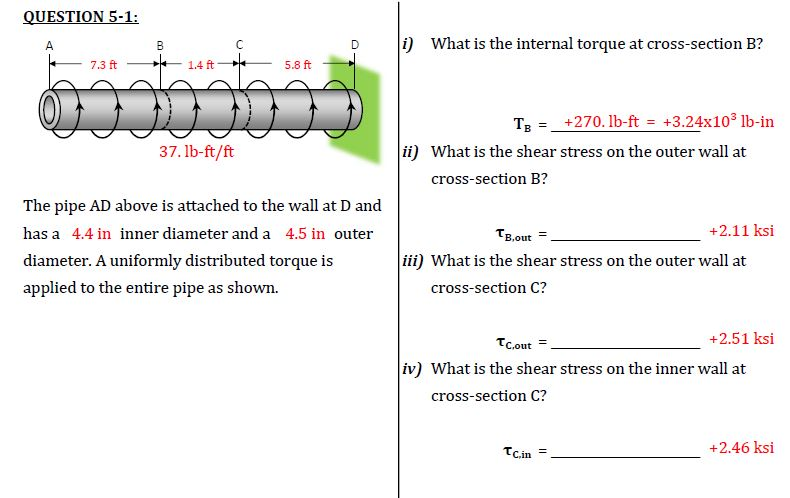 Solved QUESTION 5-1: D l i) What is the internal torque at | Chegg.com