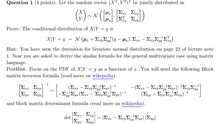 Solved Question 1 (4 points): Let the random vector (X, Y) | Chegg.com