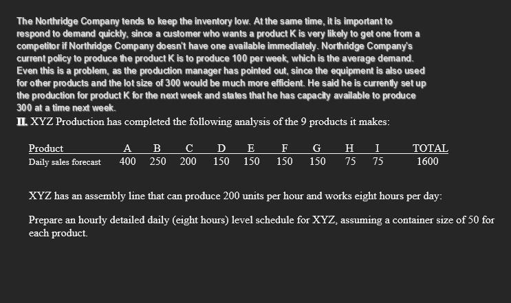 Solved The Northridge Company tends to keep the inventory | Chegg.com