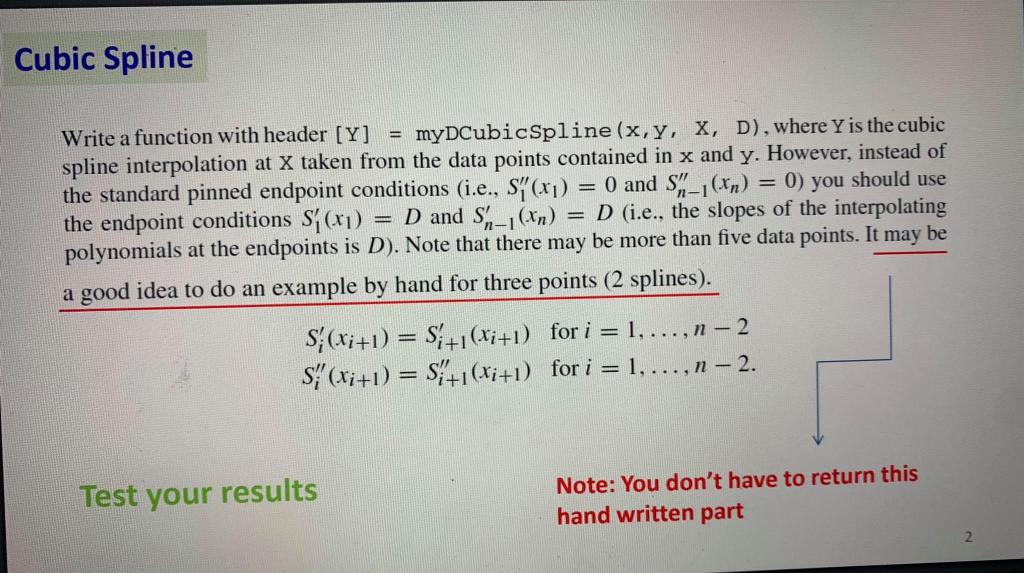 Solved Use Matlab, solve with a loop not the spline | Chegg.com