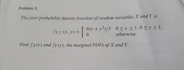 Solved Problem 3: The joint probability density function of | Chegg.com